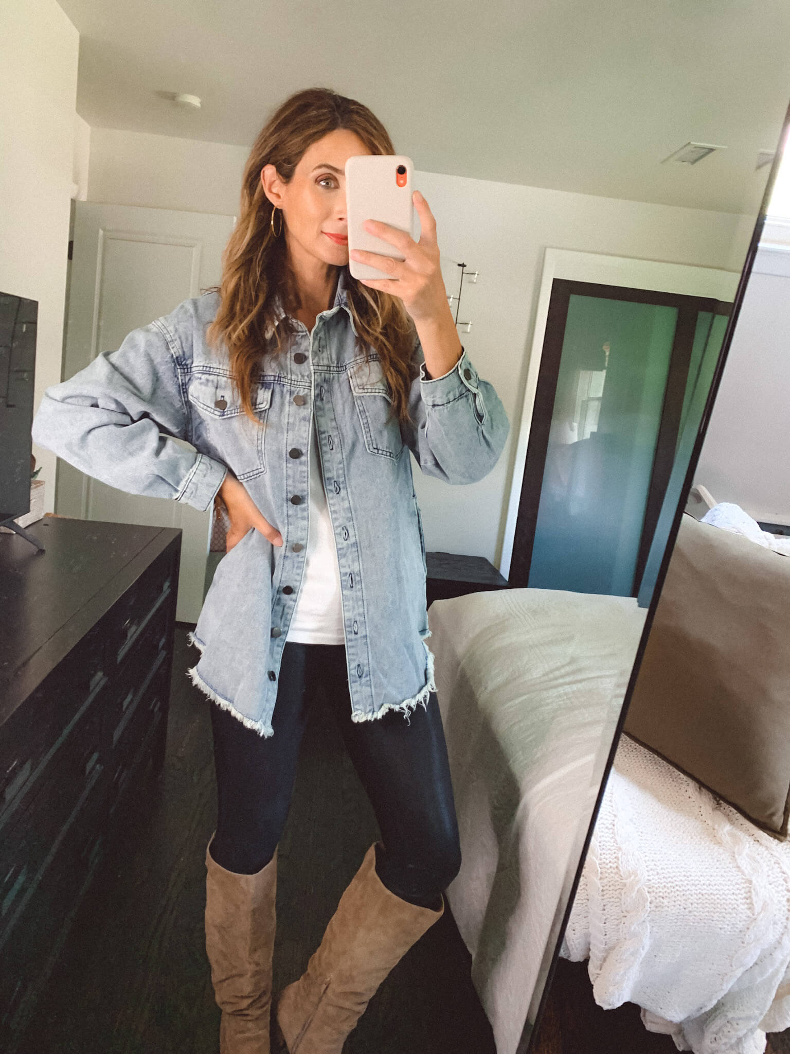 Denim Shacket Outfits | Lillies and Lashes